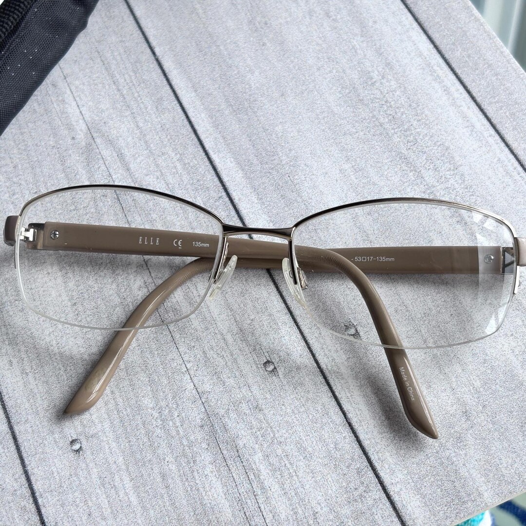 Elle Eyeglasses, Goldtone Partial Rim Frames, EL 13390 BE BEIGE, Like ...