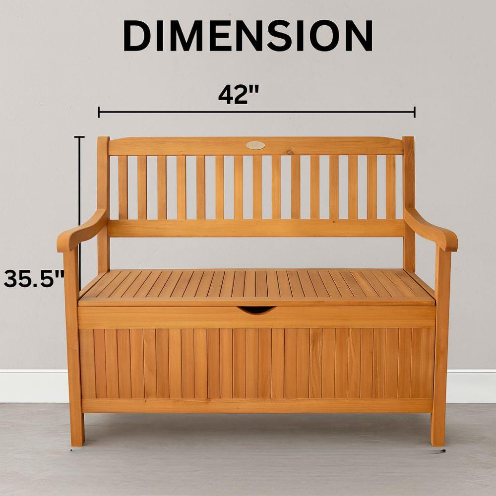 Eucalyptus Wood Outdoor Storage Bench – Patio Deck Box With Removable ...