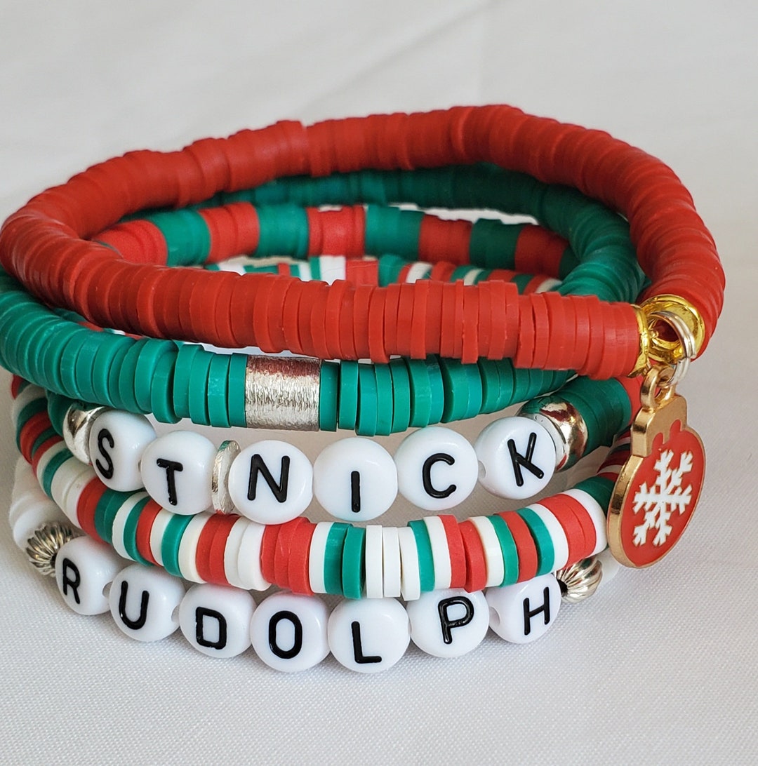 Christmas Word Bracelets, Mix and Match, Heishi, Gifts for Her, Secret ...