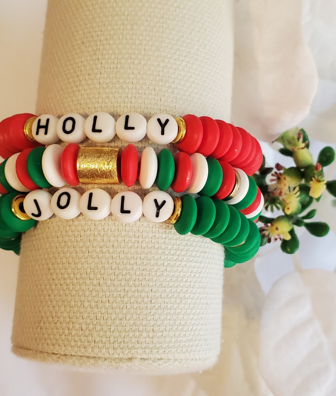 Christmas Word Bracelets, Under 30, Holly Jolly, Stocking Stuffer ...