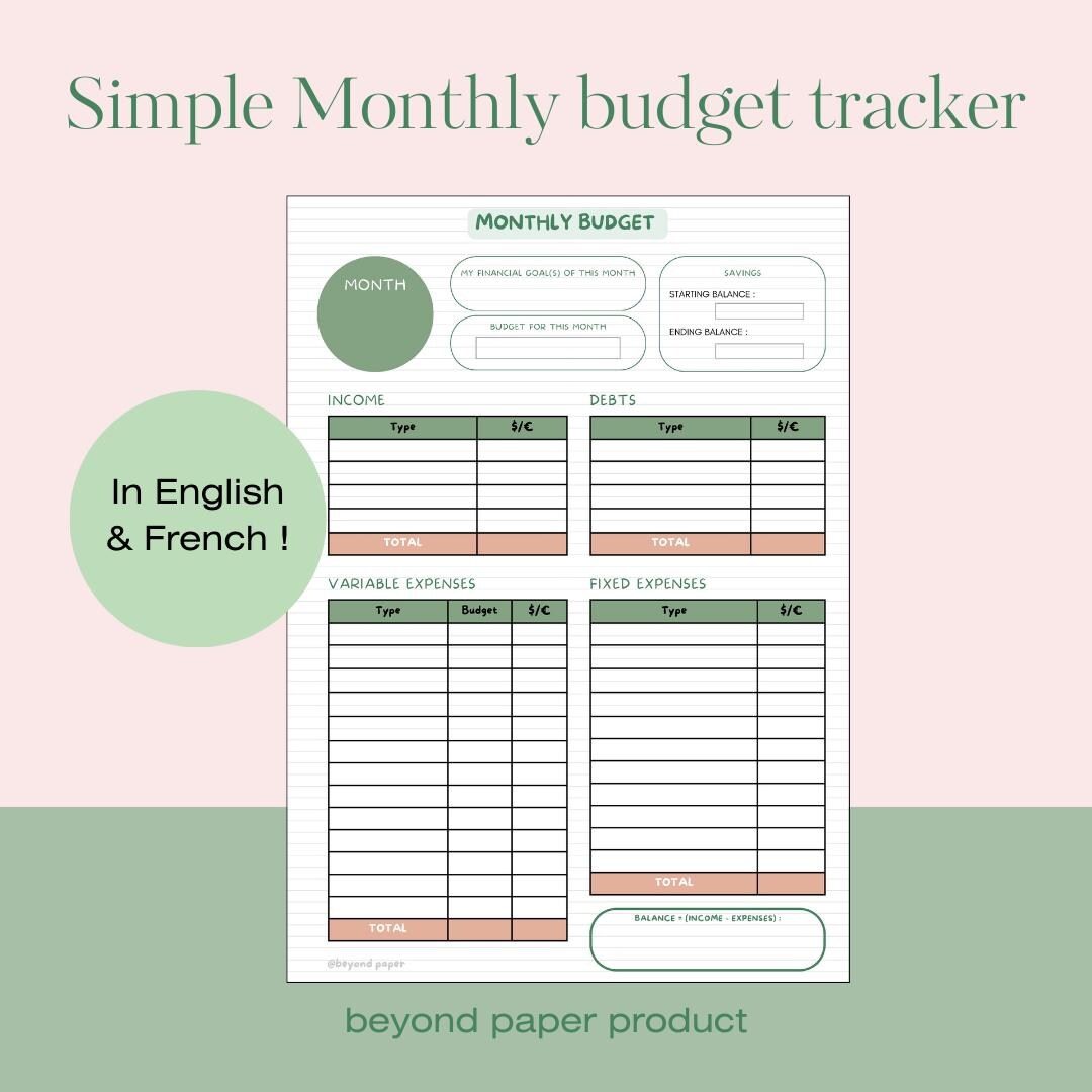 Monthly Budget Tracker, Printable Diary Page, Finance Management ...
