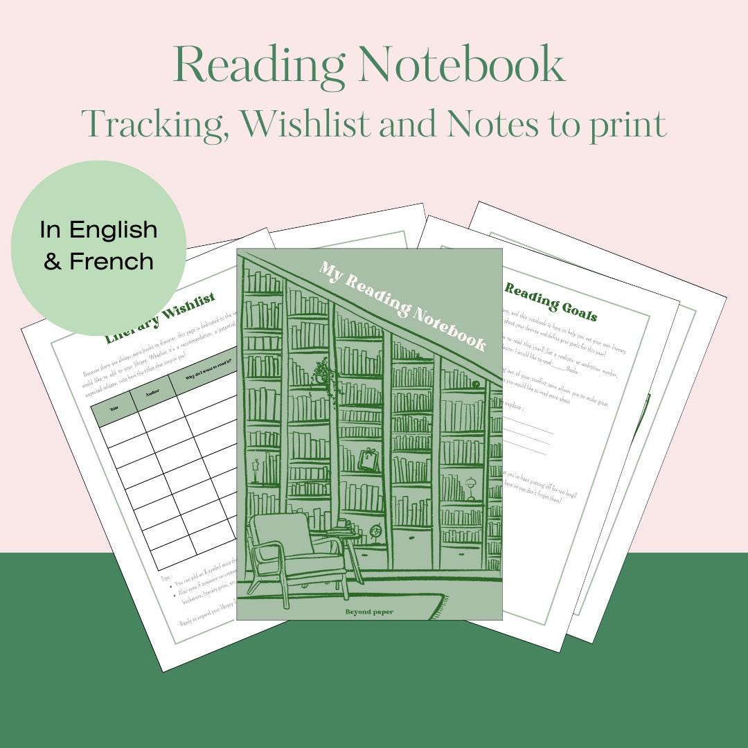 Printable Reading Notebook – Reading Tracker, Literary Wishlist and ...