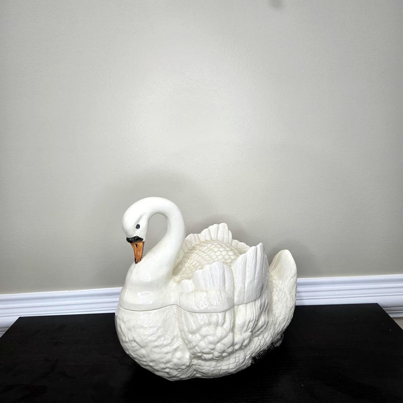Ceramic Swan Bowl With Lid | Vintage | Soup Tureen| Unique Centerpiece ...