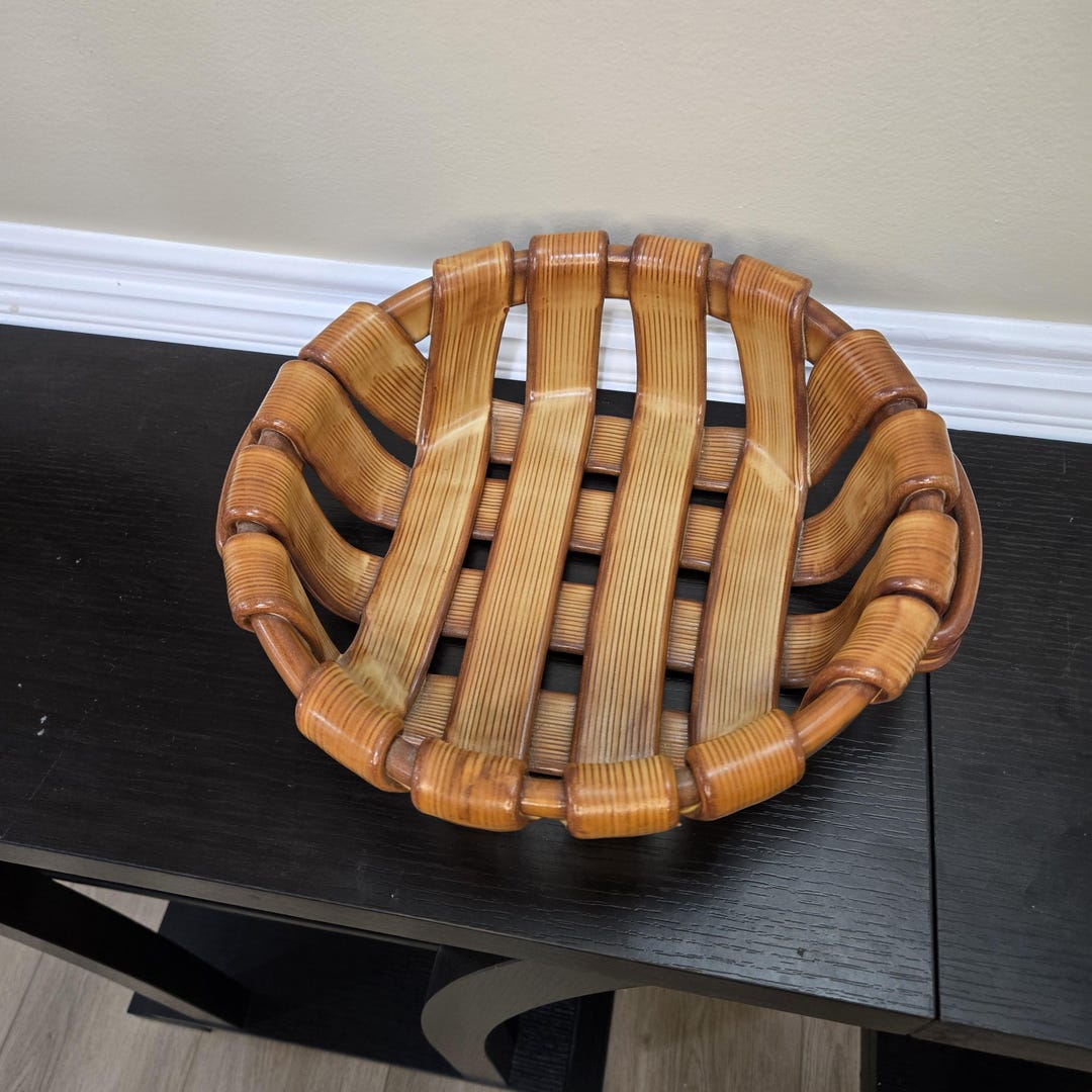 Woven Pottery | Ceramic Bread Fruit Bowl | Hand Painted - Etsy
