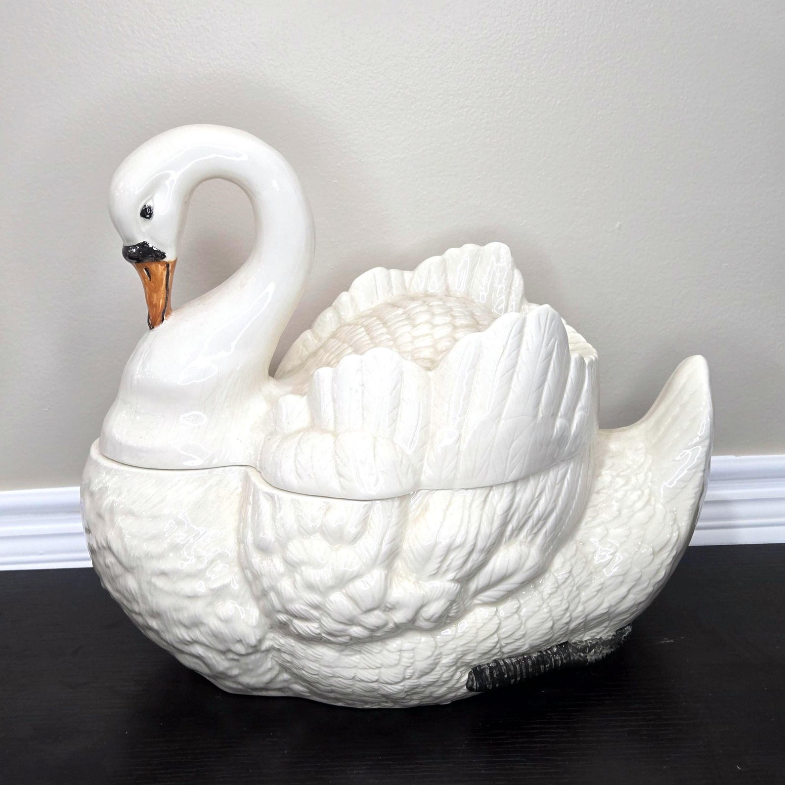 Ceramic Swan Bowl With Lid | Vintage | Soup Tureen| Unique Centerpiece ...