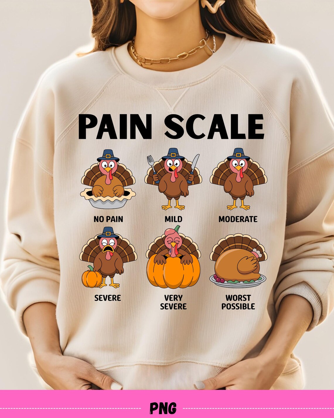 Funny Turkey Pain Scale PNG, Thanksgiving Nurse Design (digital ...