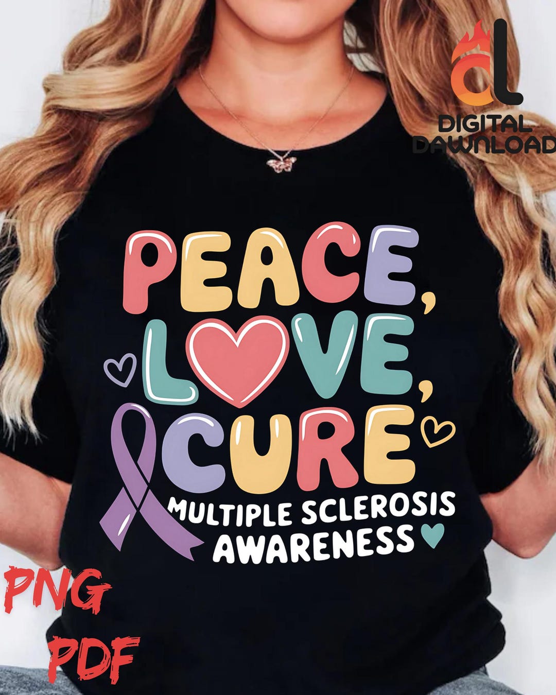 Peace,love, Cure Png Multiple Seclerosis Awareness Png Ms Warrior Gift ...