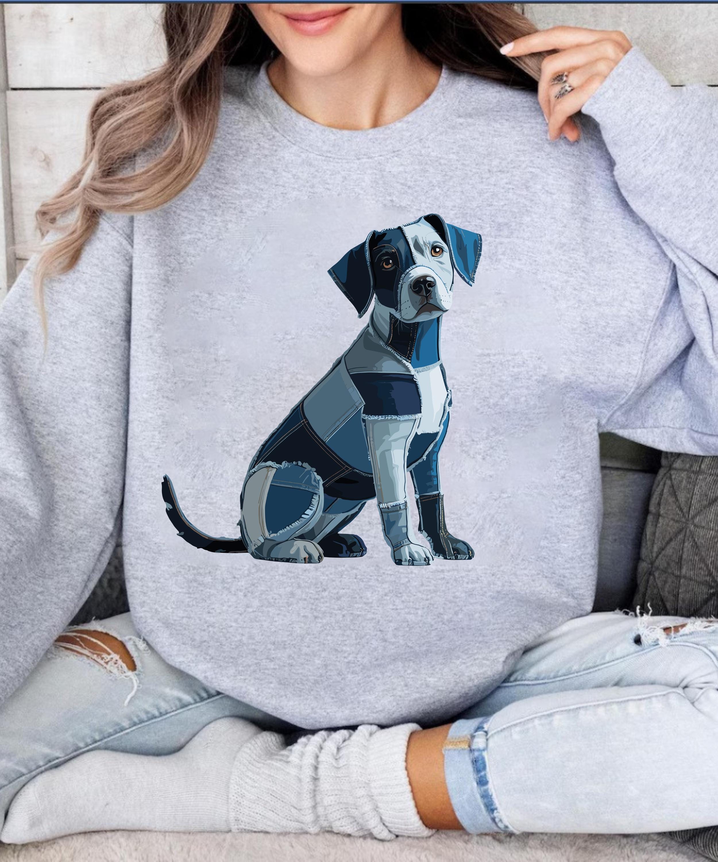 Retro Denim Dog PNG: Funny Vintage Style Animal Design (digital ...