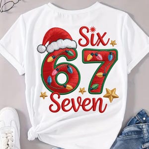 Six Seven 67 Christmas PNG: Santa Hat & Lights Design (digital Download ...