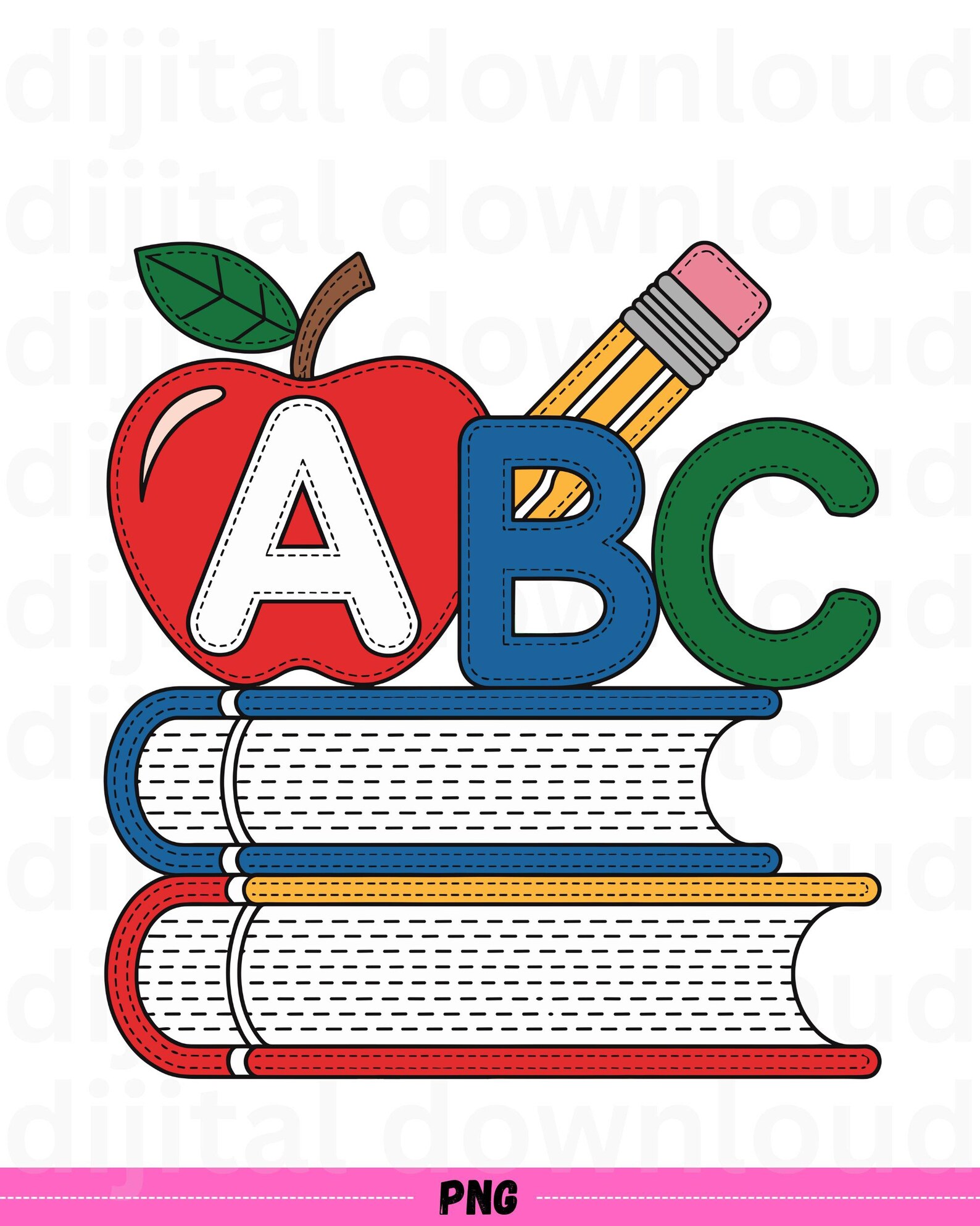 Back to School Alphabet PNG: ABC Design, First Day Clipart (digital ...