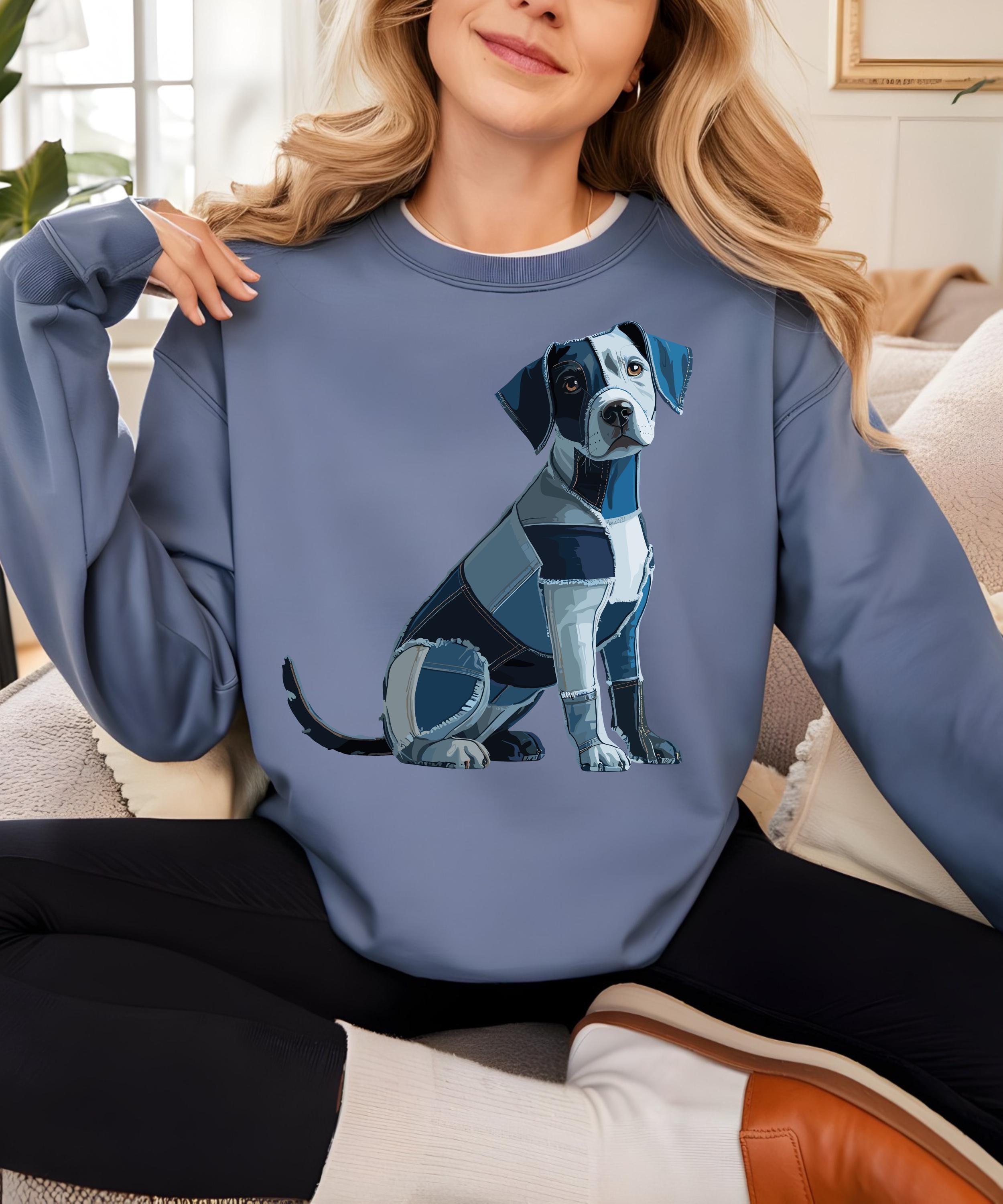 Retro Denim Dog PNG: Funny Vintage Style Animal Design (digital ...