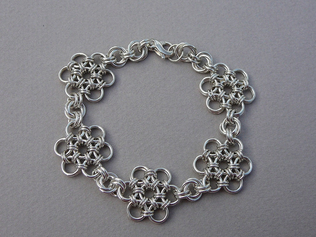 Chain Maille Bracelet Sterling Silver Japanese Flower - Etsy