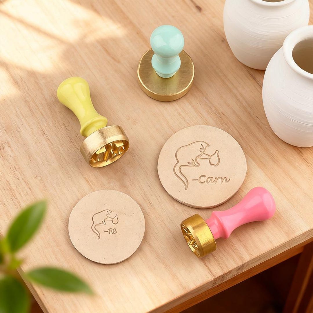 12 Mm Thick Brass Pottery Stamp | Personalized Ceramic Stamp | Any ...