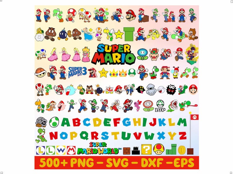 Super Mario SVG Bundle for Cricut and Sublimation, Mario Family Layered ...