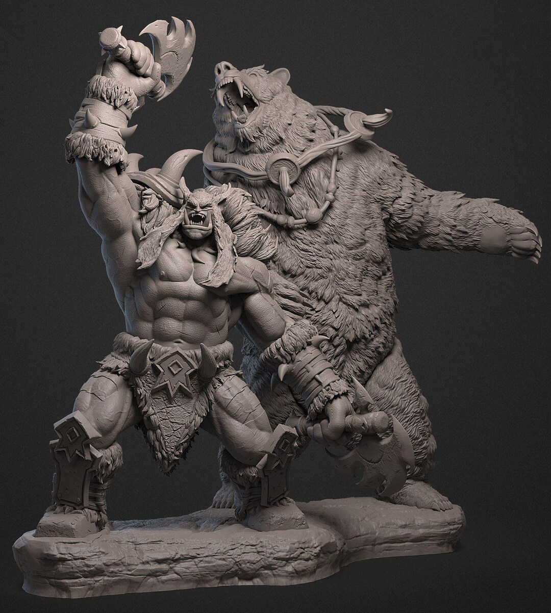 3D Figurine Rexxar and Misha - World of Warcraft - 25cm - Kit to Paint ...
