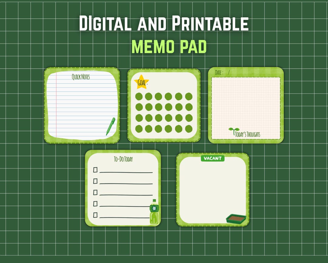 Printable Green Memo Pad | To-do and Goal Notepads | Kawaii Stationery ...