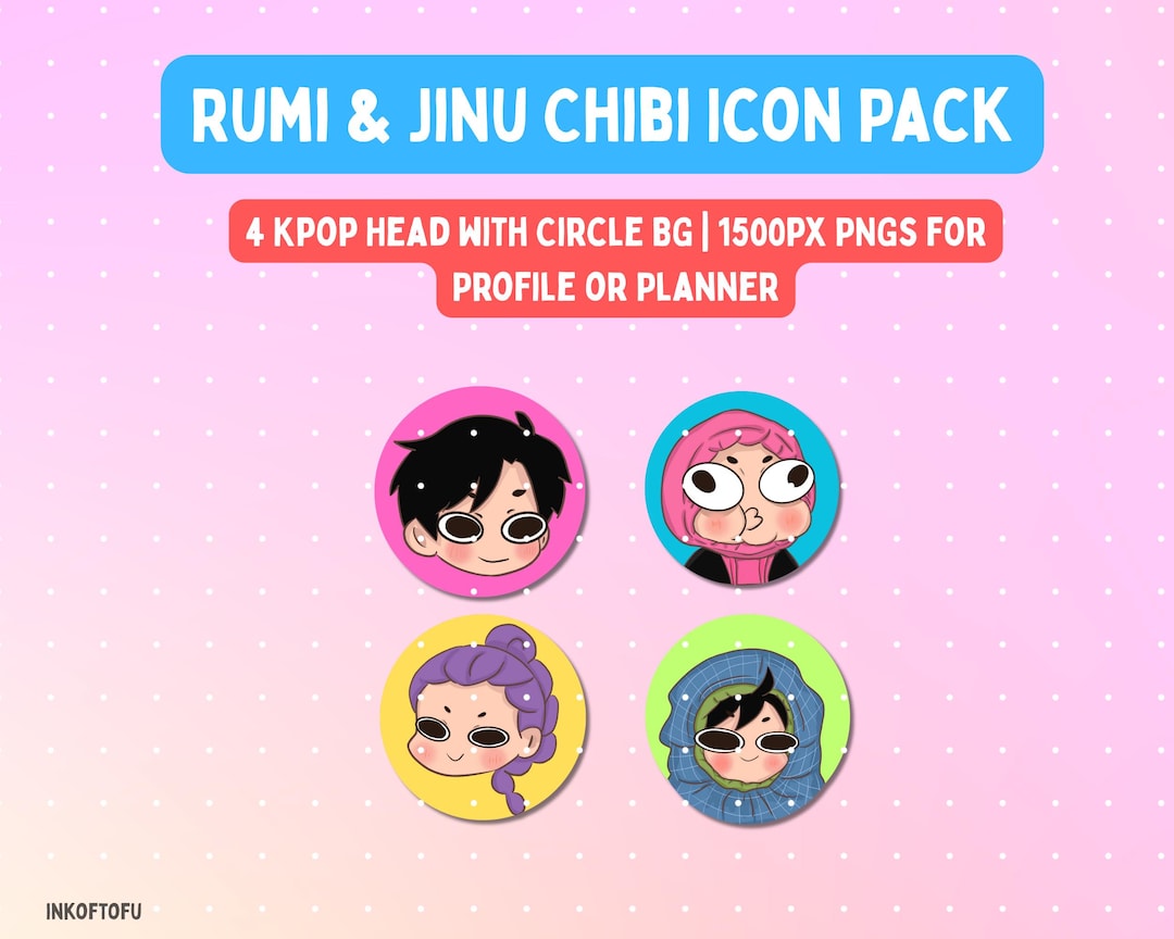 K-pop Chibi PNG Icons | Rumi and Jinu Clipart (instant Download) - Etsy