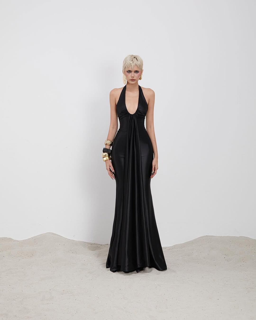 Black Prom Dress / Evening Gown / Wedding Guest Dress / Mermaid Fit ...