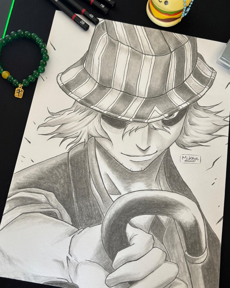 Kisuke Urahara Traditional Fanart Unique A4 Drawing to Frame Bleach Art ...