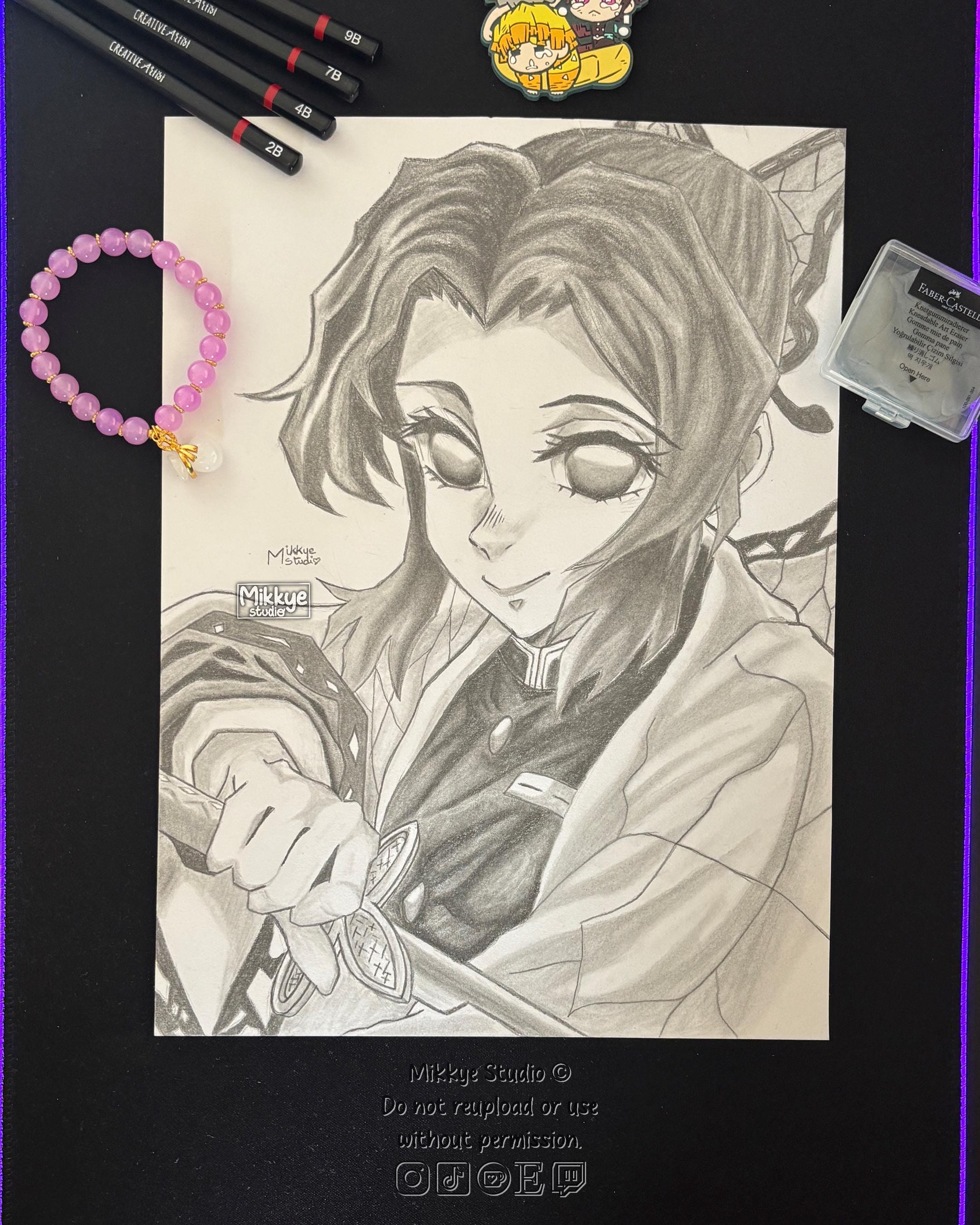 Shinobu Kocho Traditional Fanart – Unique A4 Drawing to Frame | Demon ...