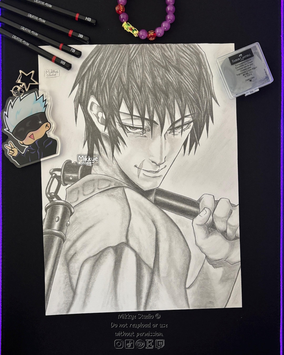 Traditional Toji Fushiguro Fanart Unique A4 Drawing to Frame Jujutsu ...