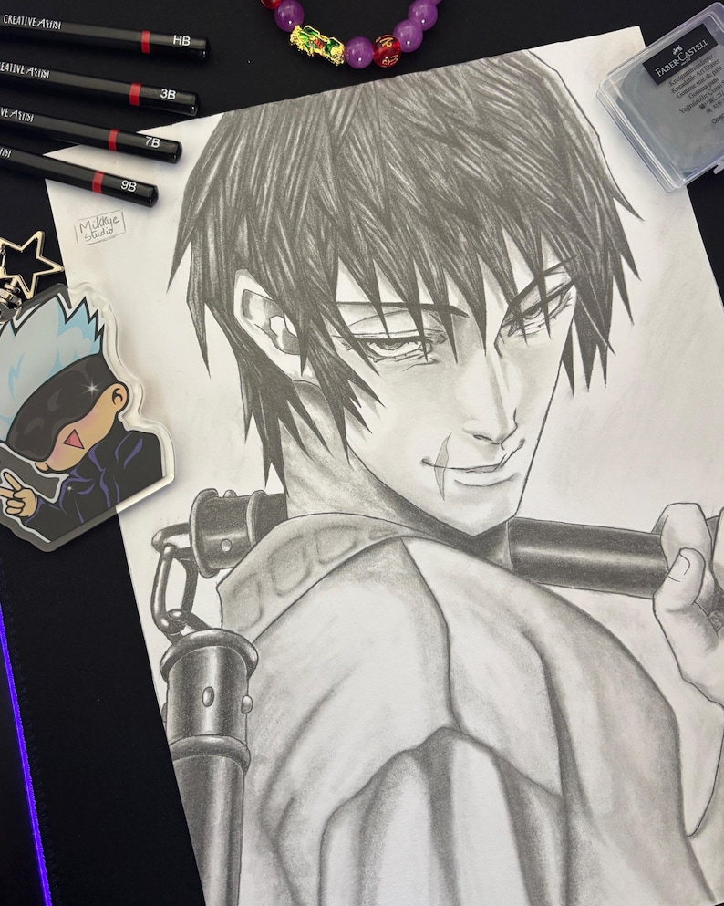 Traditional Toji Fushiguro Fanart Unique A4 Drawing to Frame Jujutsu ...