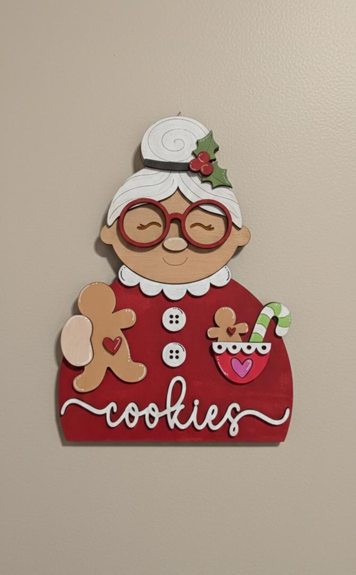 Cookies Sign With Mrs. Claus – 6" X 8.5" Layered Wood | Handmade ...