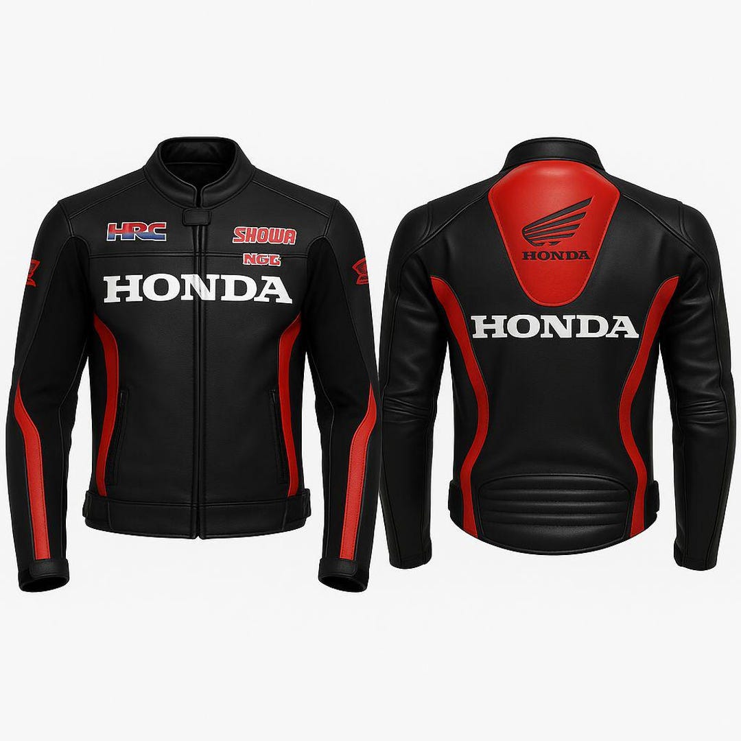 Honda Racing Elite Biker Jacket – Genuine Cowhide Leather With Back ...