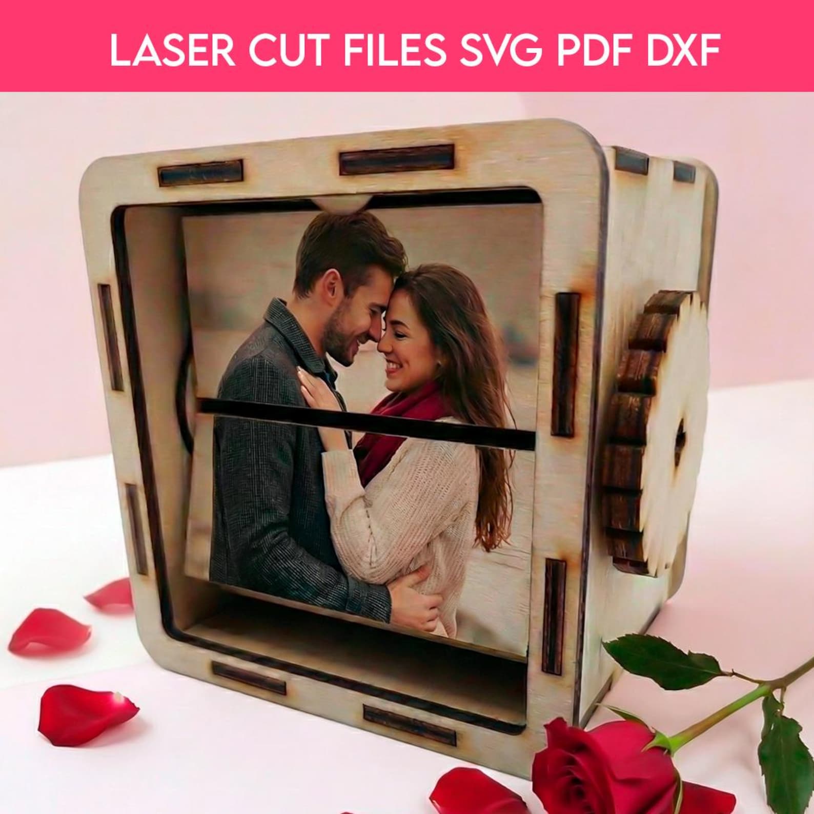 Valentine Day Flipbook Photo Box Laser Cut 3mm | Vector svg dxf pdf ...