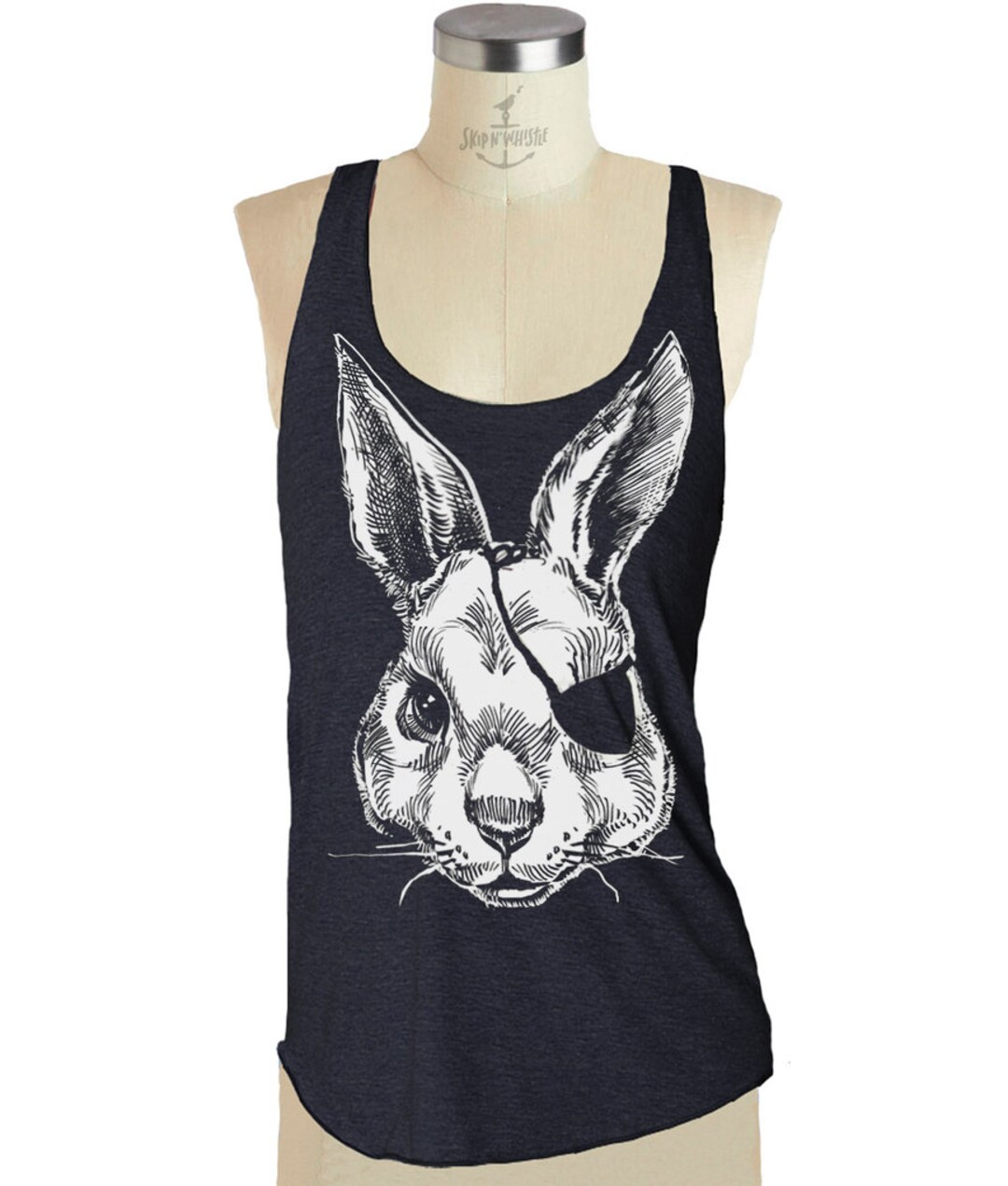 Pirate Skull Bunny Tank Top --- Women's Racerback Tank Shirt Tri-blend ...