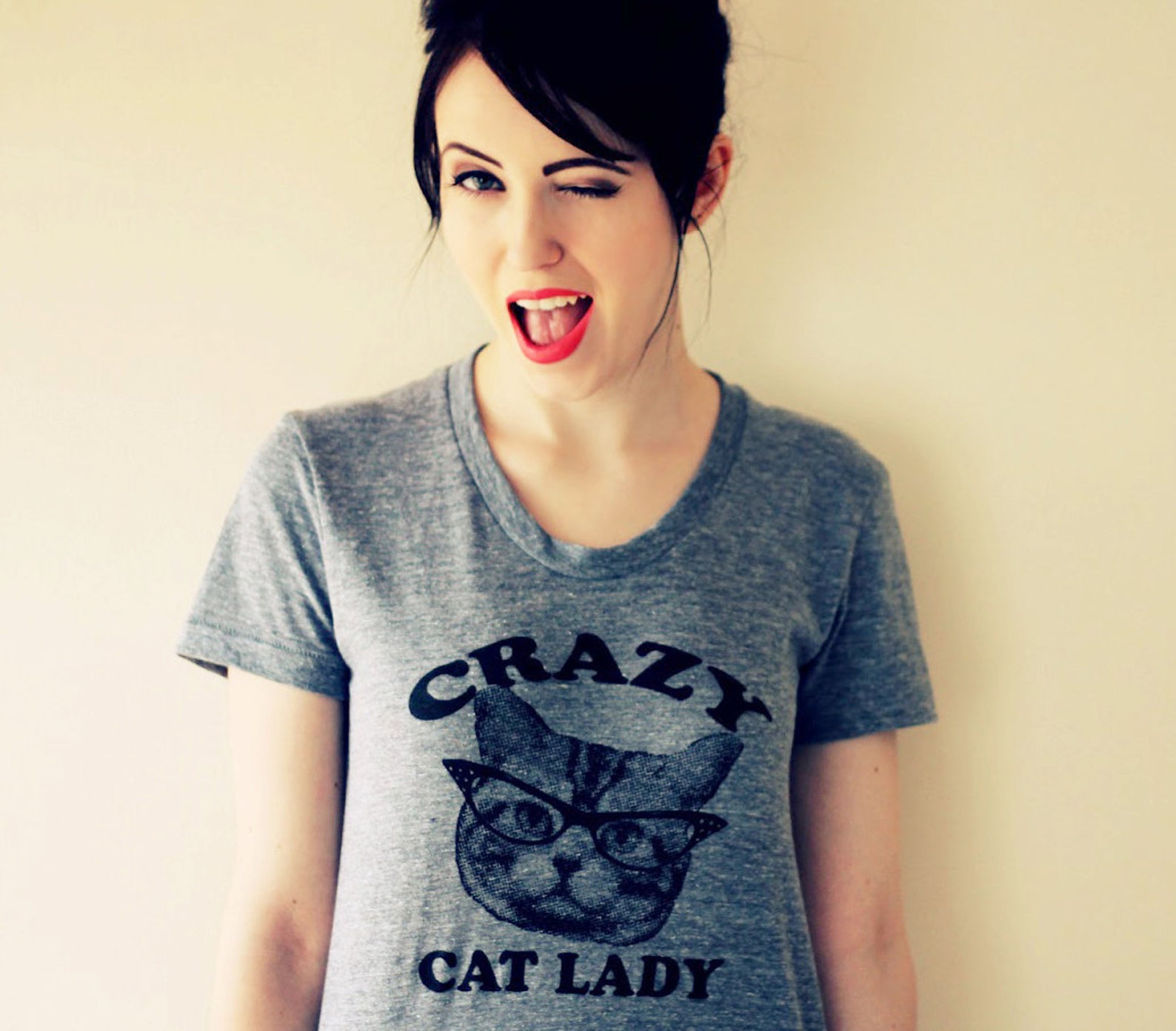 CRAZY CAT Lady T Shirt -- American Apparel S M L XL ( 6 Colors ) Skip N ...