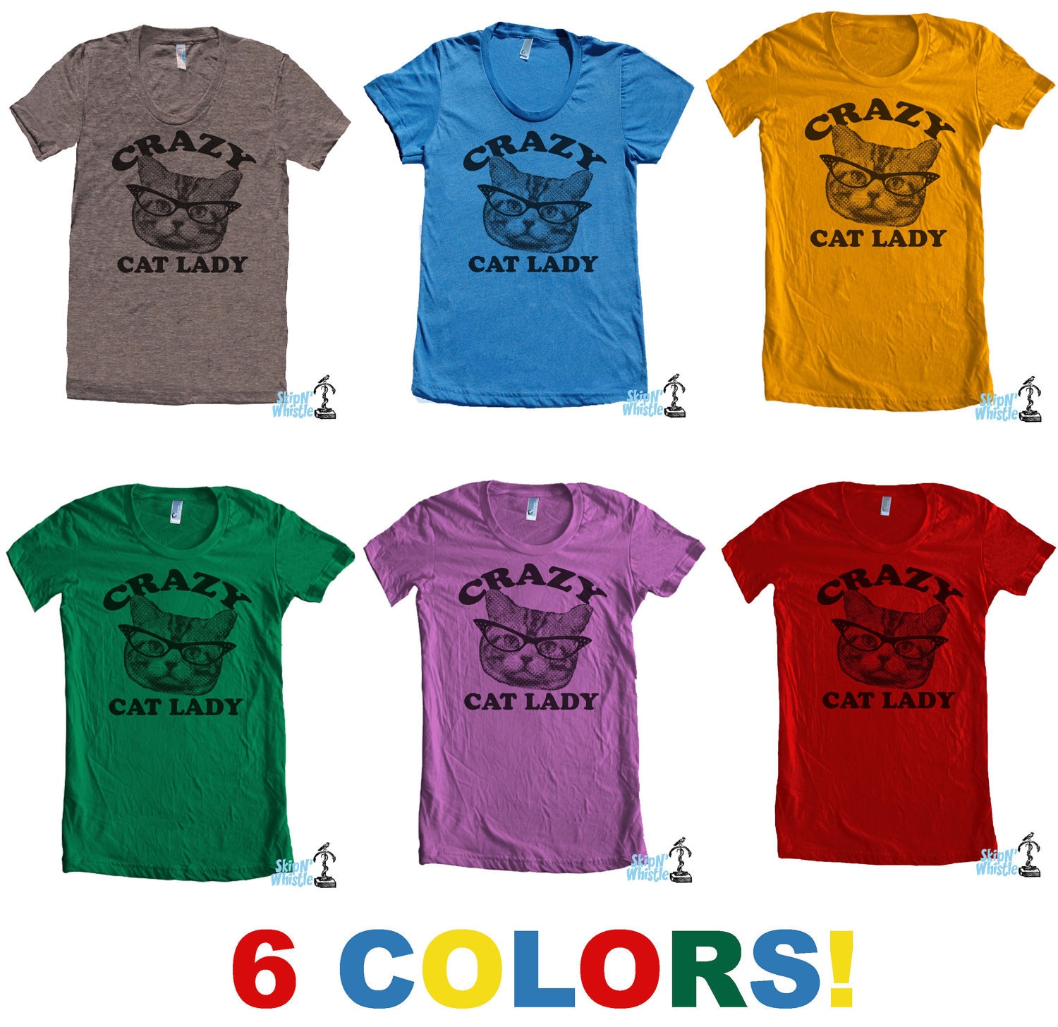CRAZY CAT Lady T Shirt -- American Apparel S M L XL ( 6 Colors ) - Etsy