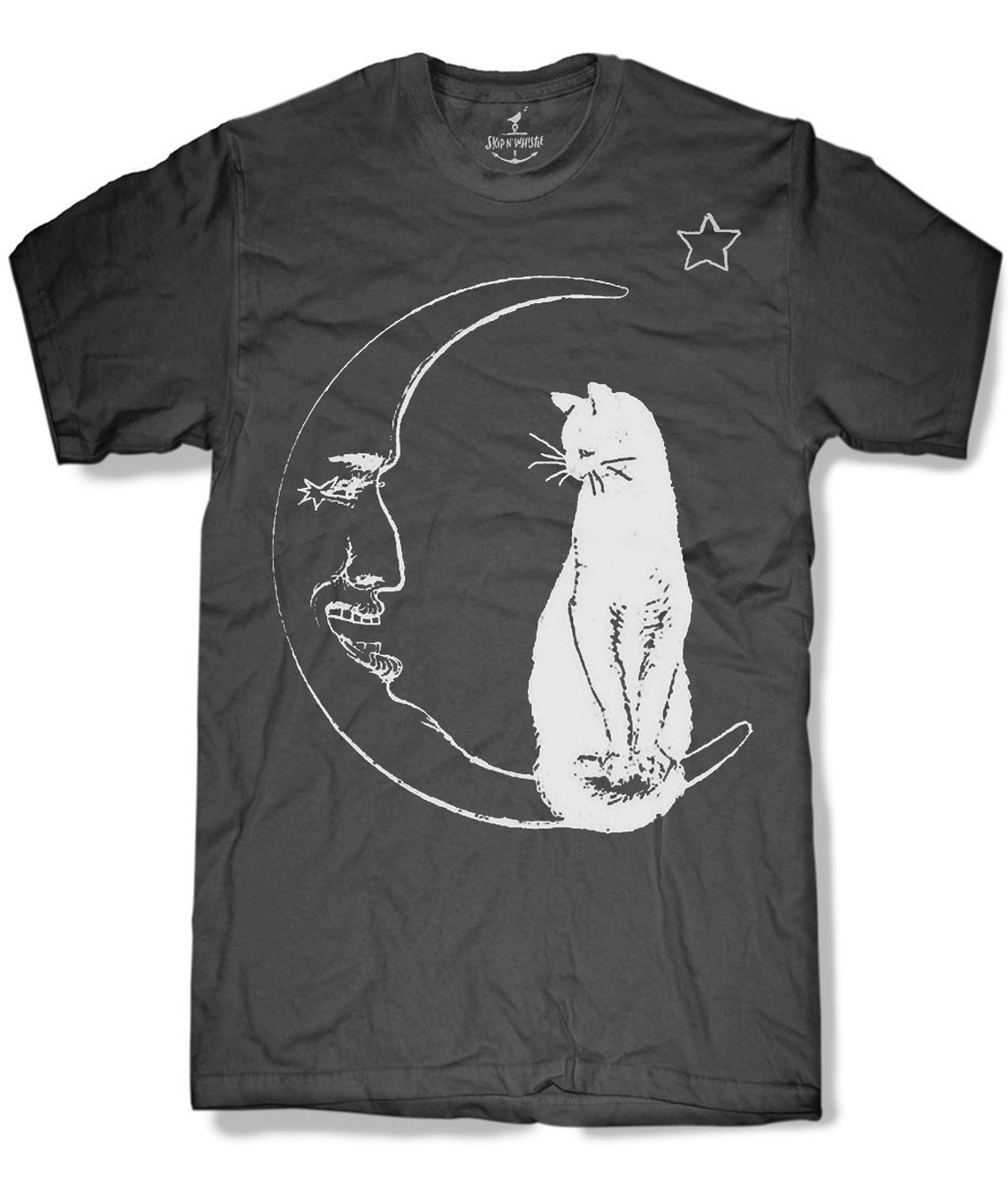 CAT IN MOON T Shirt -- Halloween Theme Costume Witch Warlock Gothic ...