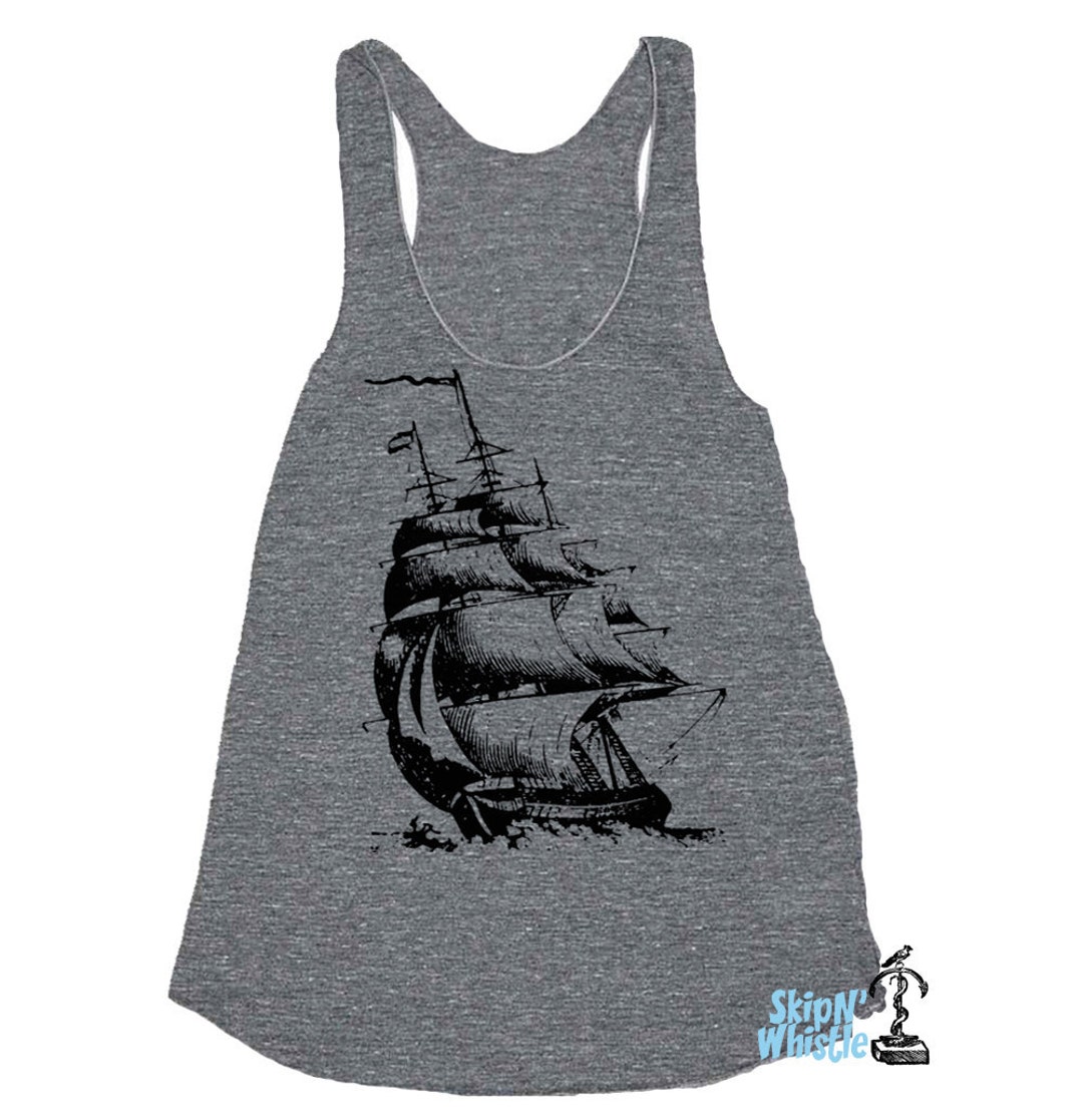 Womens PIRATE SHIP Tank Top---- Tri-blend Tank 12 Color Options Xs-xxl ...