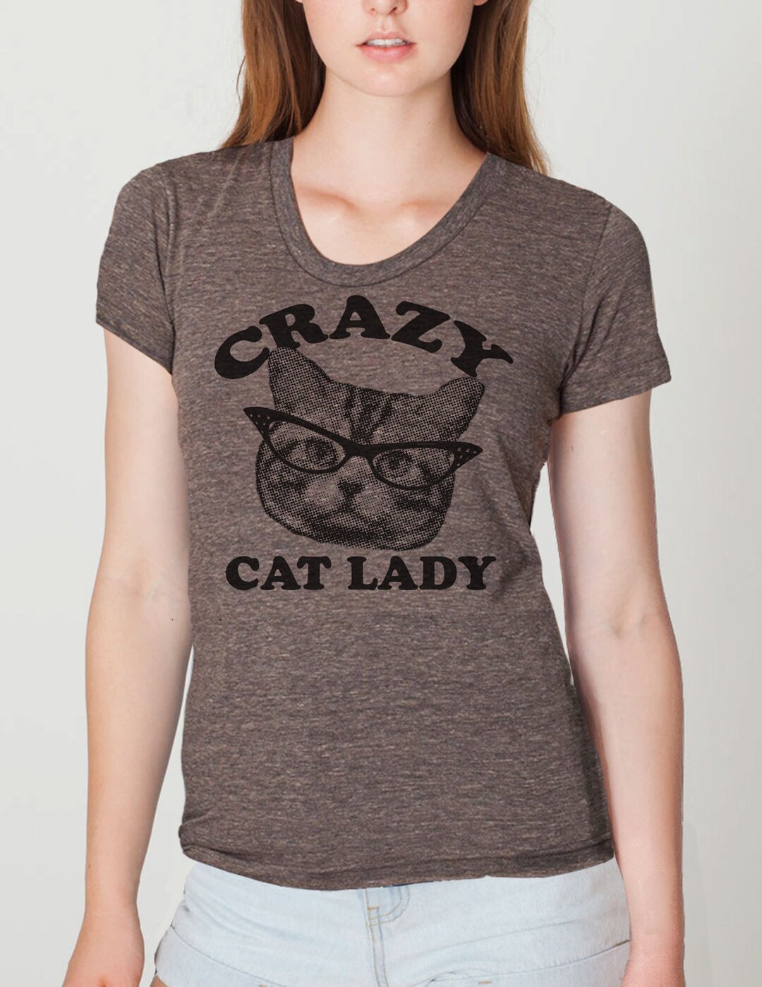 CRAZY CAT Lady T Shirt -- American Apparel S M L XL ( 6 Colors ) - Etsy