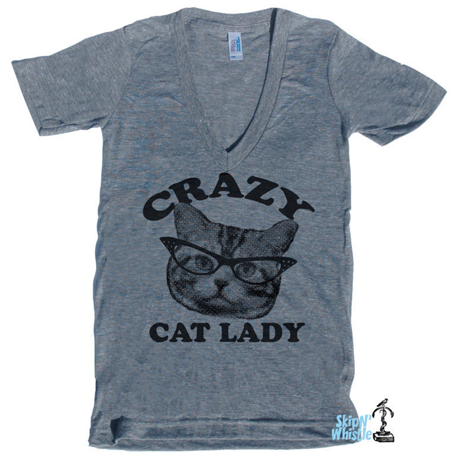 V NECK T Shirt Crazy Cat Lady Shirt Deep V-neck TRIBLEND T - Etsy