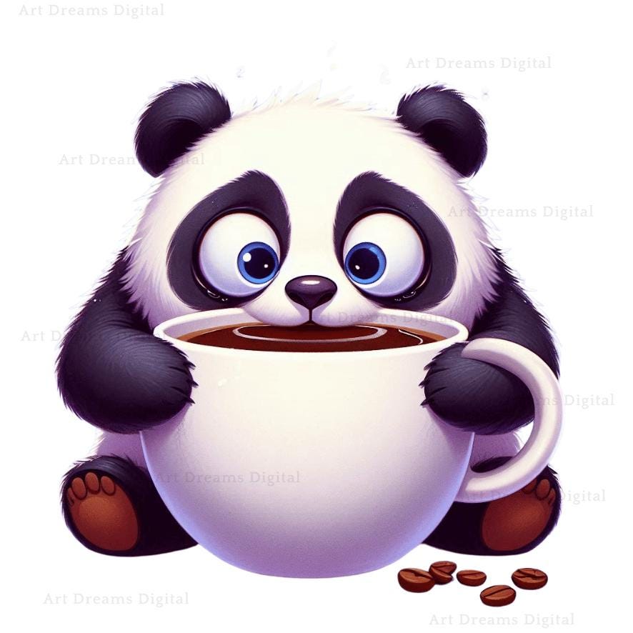4 Images PNG / Hilarious and Adorable Cat and Panda Coffee Lovers ...