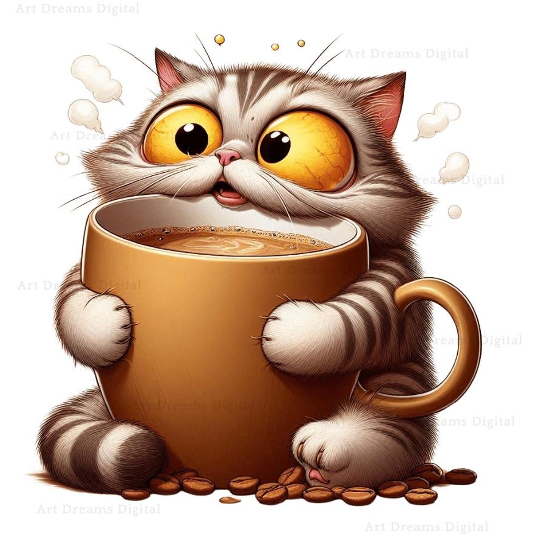 4 Images PNG / Hilarious and Adorable Cat and Panda Coffee Lovers ...