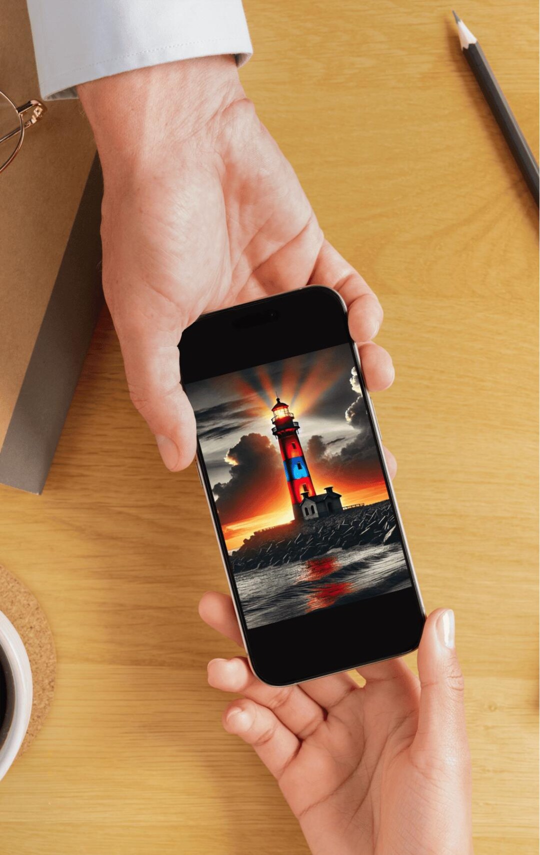 Wallpaper | Illuminated Lighthouse on the Coast - Digital Wallpaper for ...