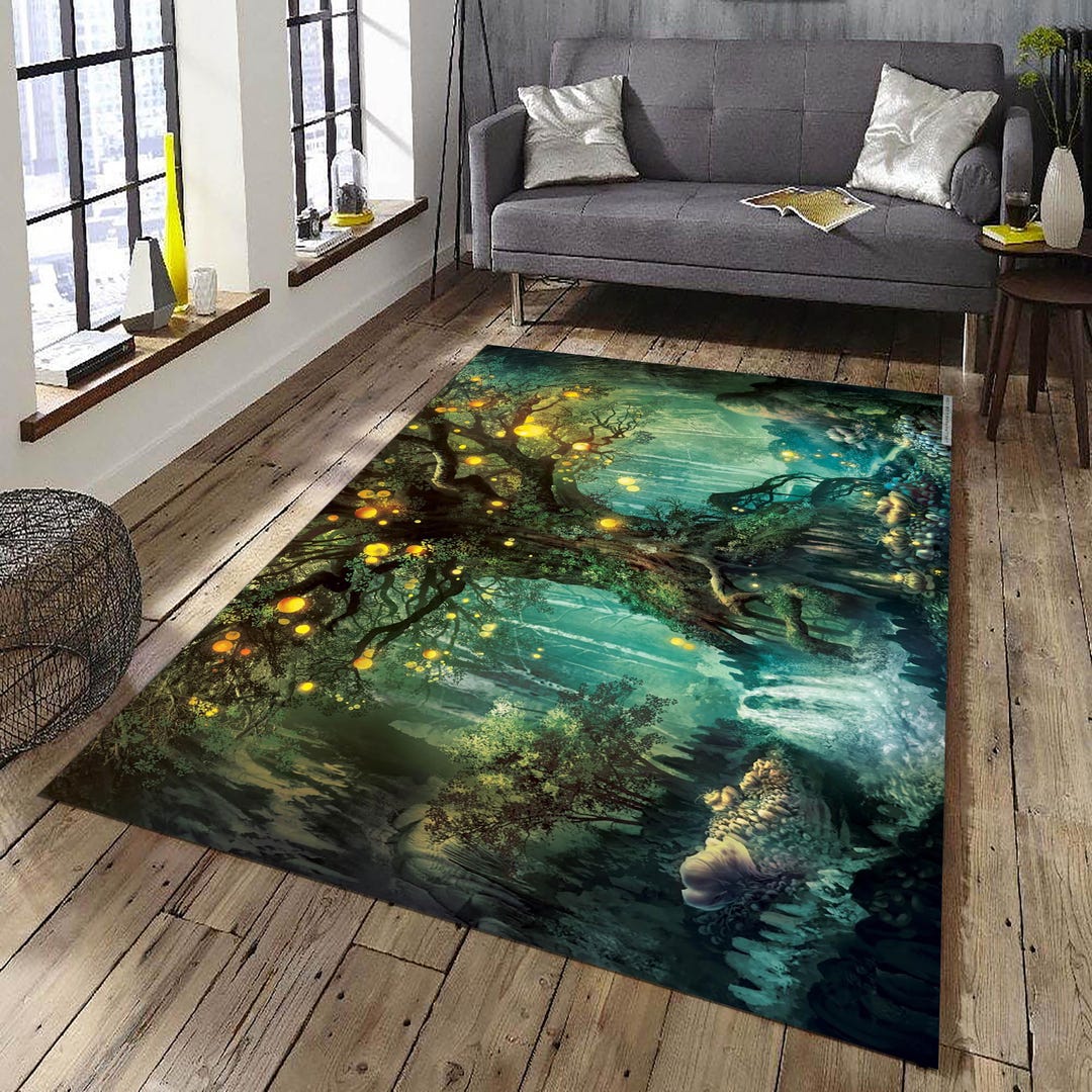 Farmhouse Rugs, Modern Rug, Big Tree Rugs, Landscape Rug, Landscape ...