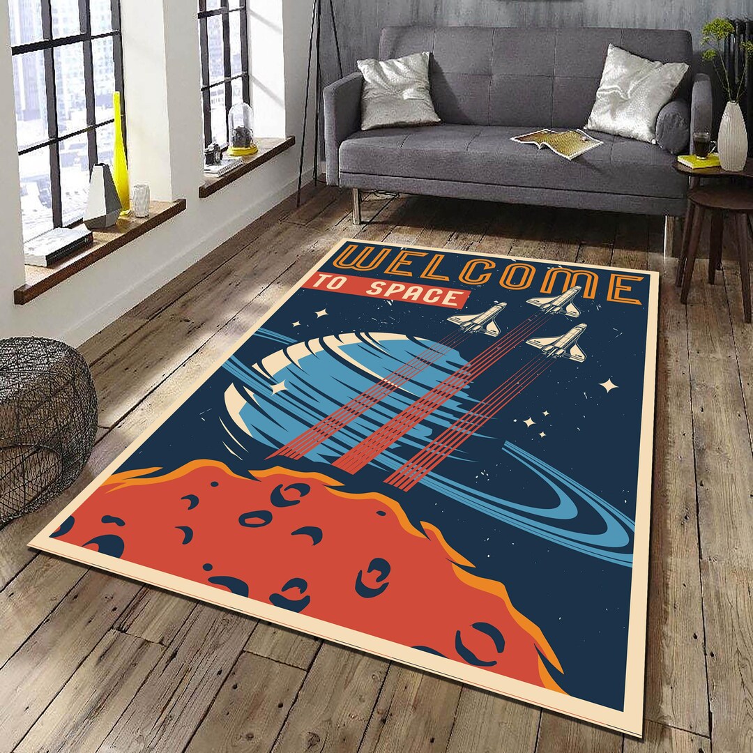 Planets Rug, Astronaut Rug, Space Pattern Rug, Space Pattern Carpet ...
