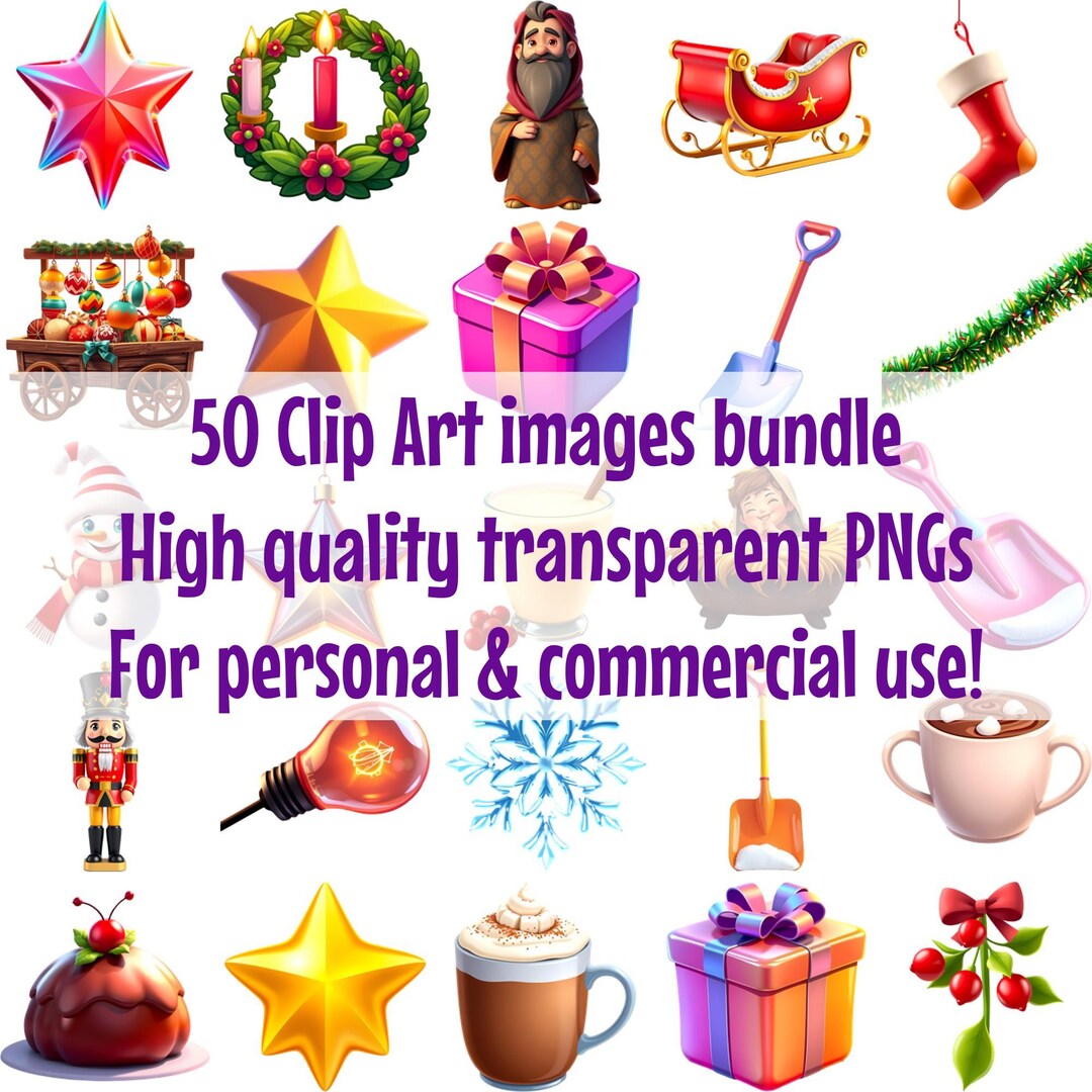 Colorful Holiday-themed Clipart Bundle for Winter and Christmas ...
