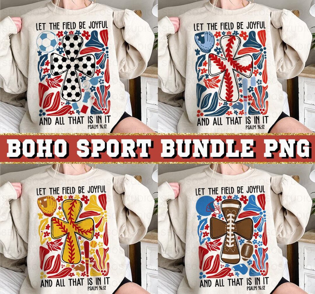 Let the Field Be Joyful Png, Boho Sport Bundle Png, Baseball Png ...