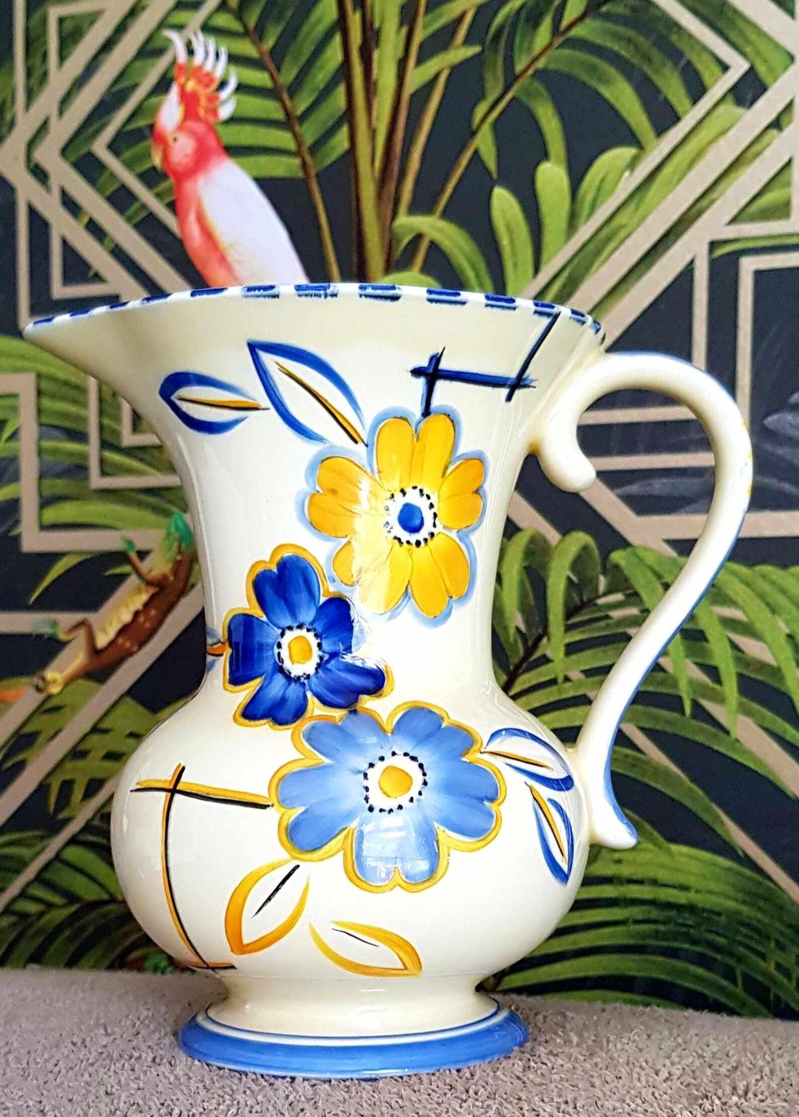 RARE Crown Devon Floral Pottery Jug Art Deco Hand Painted - Etsy