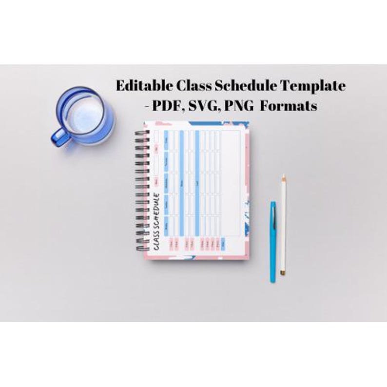 Editable Class Schedule Template PDF, SVG, PNG Formats - Etsy