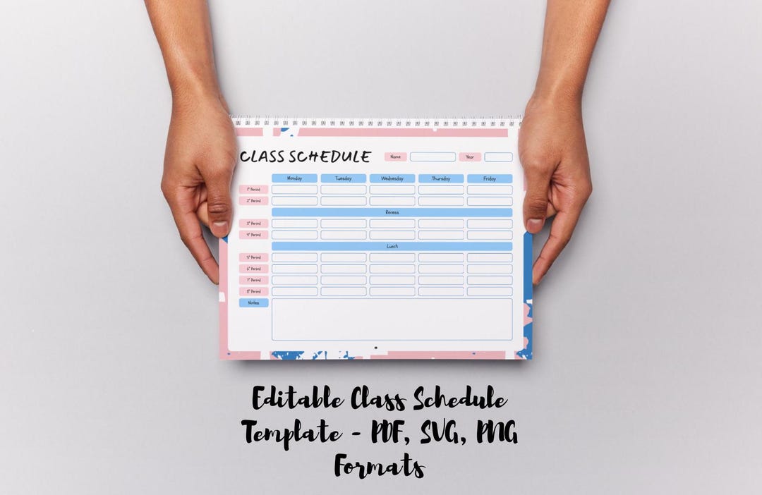 Editable Class Schedule Template PDF, SVG, PNG Formats - Etsy Australia