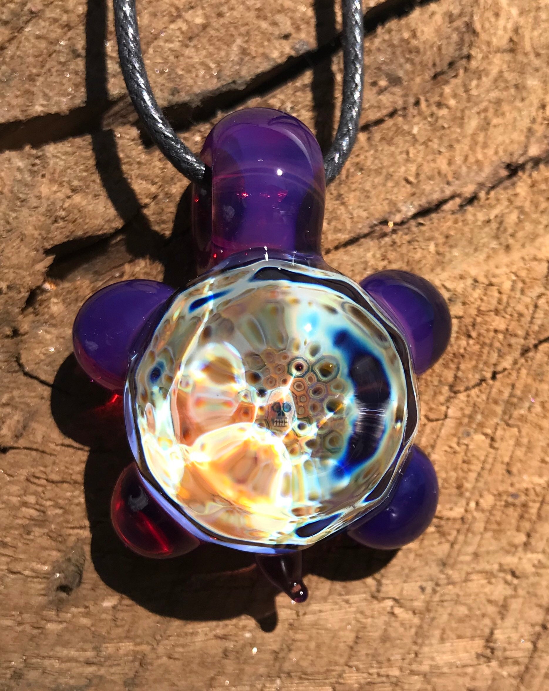 Faceted Skull Honeycomb Turtle Pendant Blown Glass Bead | Etsy
