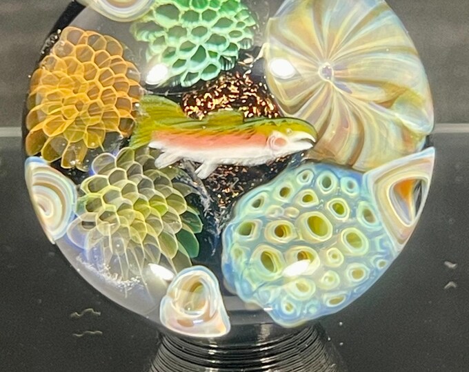 Rainbow Trout Pocket Marble Handmade Blown Art Glass 35mm Fishing Lure ...