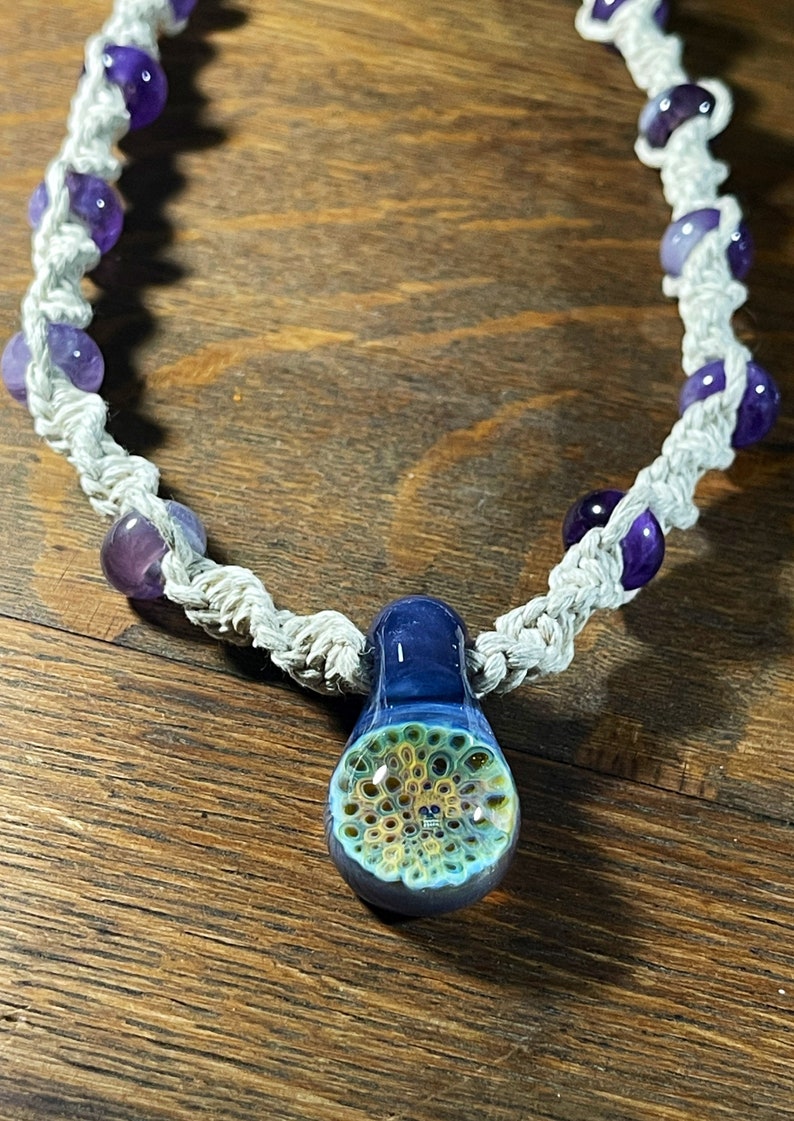 Skull Honeycomb Blown Greasy Glass Pendant Hemp Necklace With - Etsy