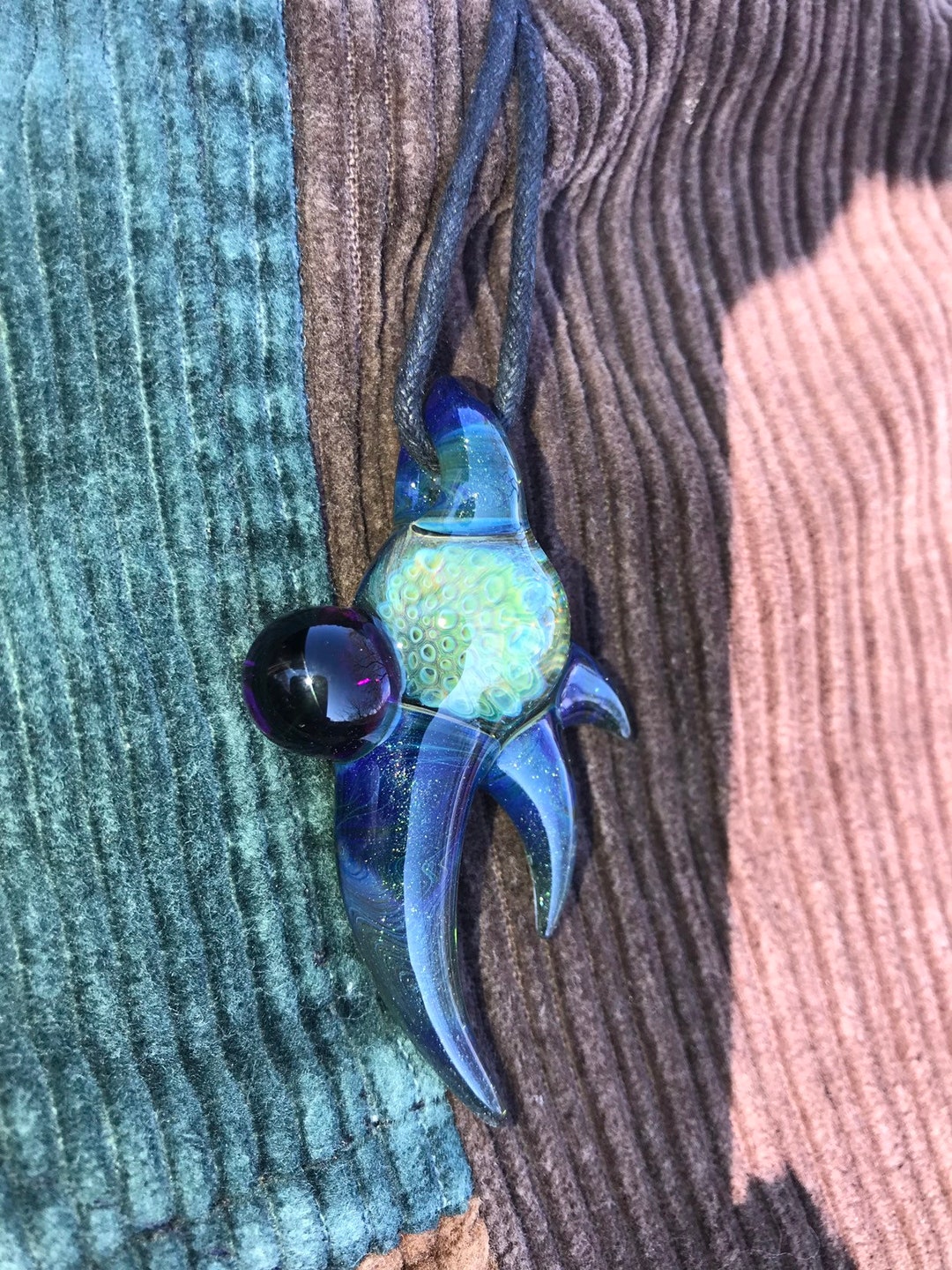 Dosh Honeycomb Collab Blown Glass Pendant Necklace Bead Starry Night - Etsy